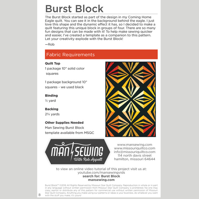 Digital Download - Burst Block Pattern from Man Sewing