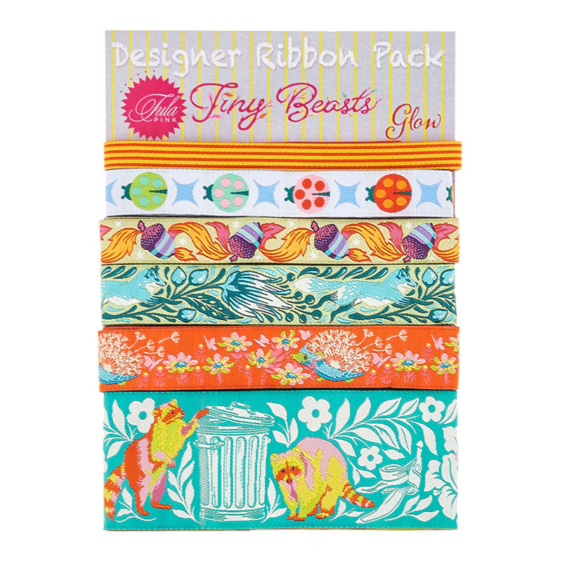 Tula Pink Tiny Beasts Designer Ribbon Pack - Glow