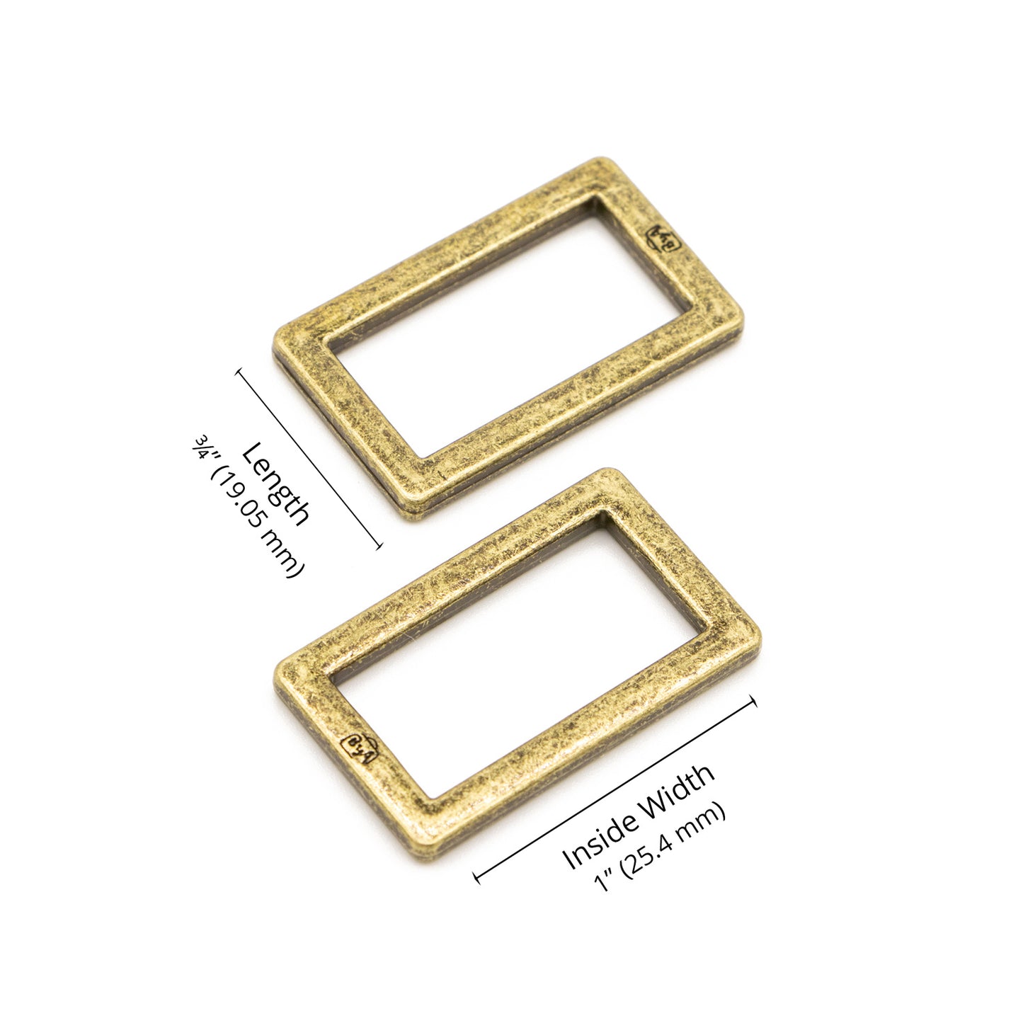 ByAnnie 1" Rectangle Ring Antique Brass - Set of Two