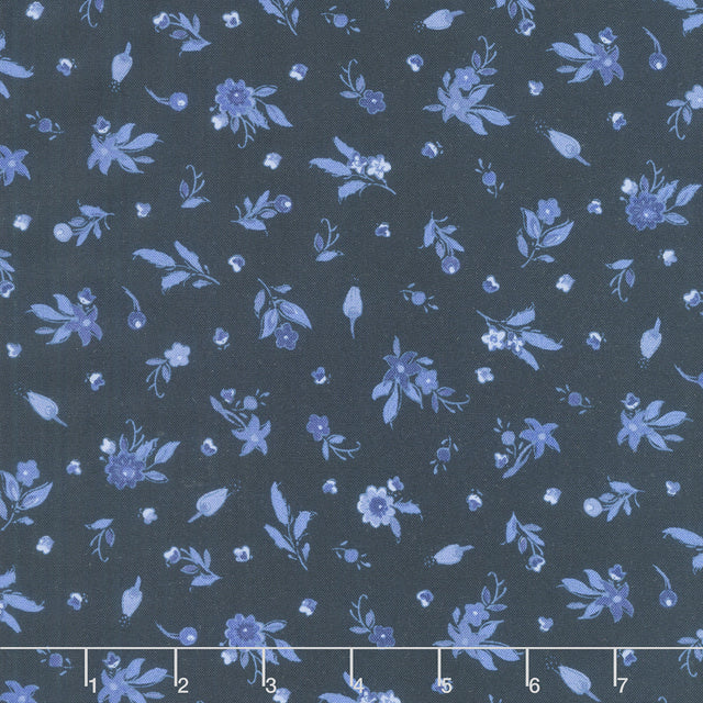 French Quarter - Small Floral Dark Blue Yardage