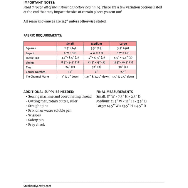 Digital Download - Patchwork Ruffle-Top Drawstring Bag Pattern