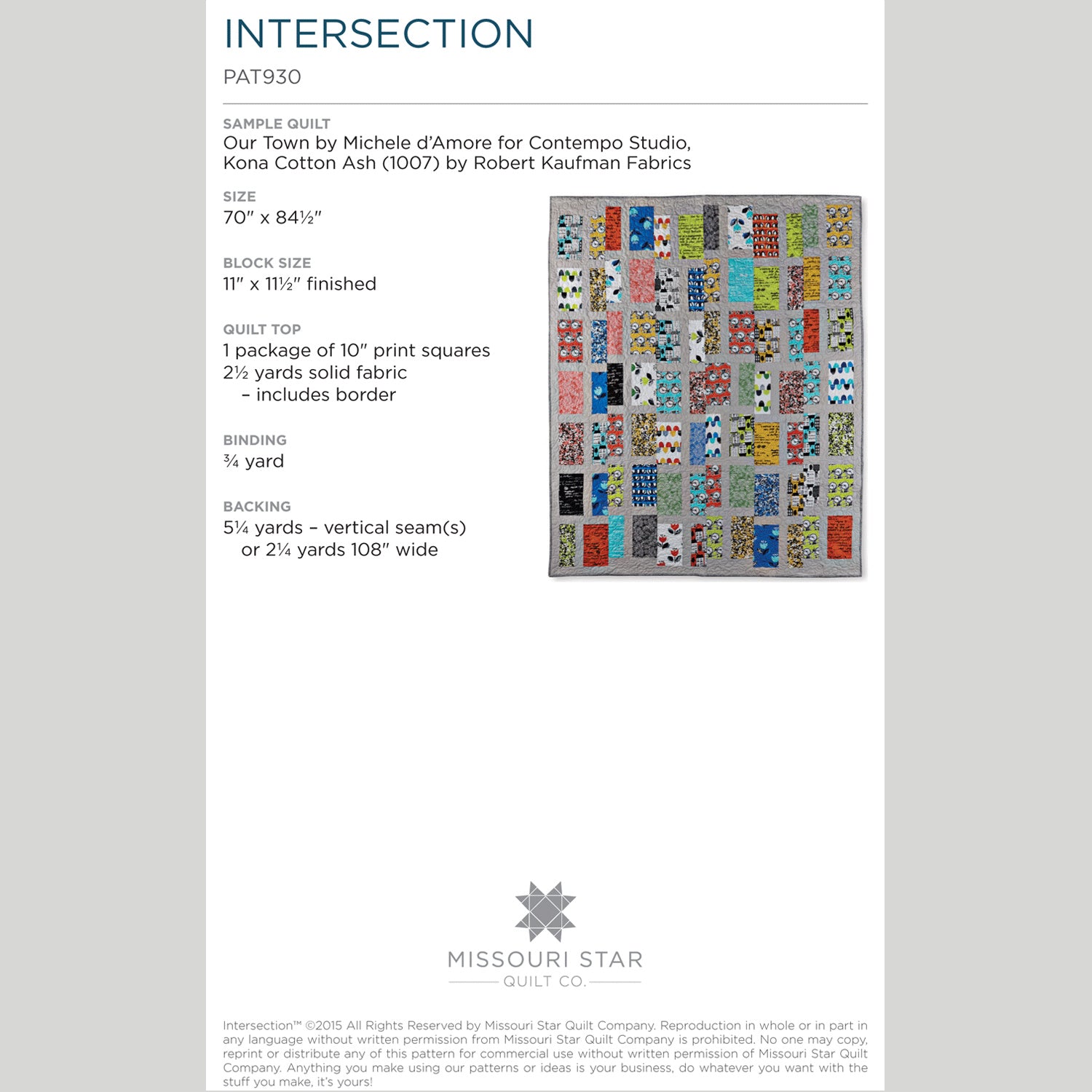 Digital Download - Intersection Quilt Pattern by Missouri Star