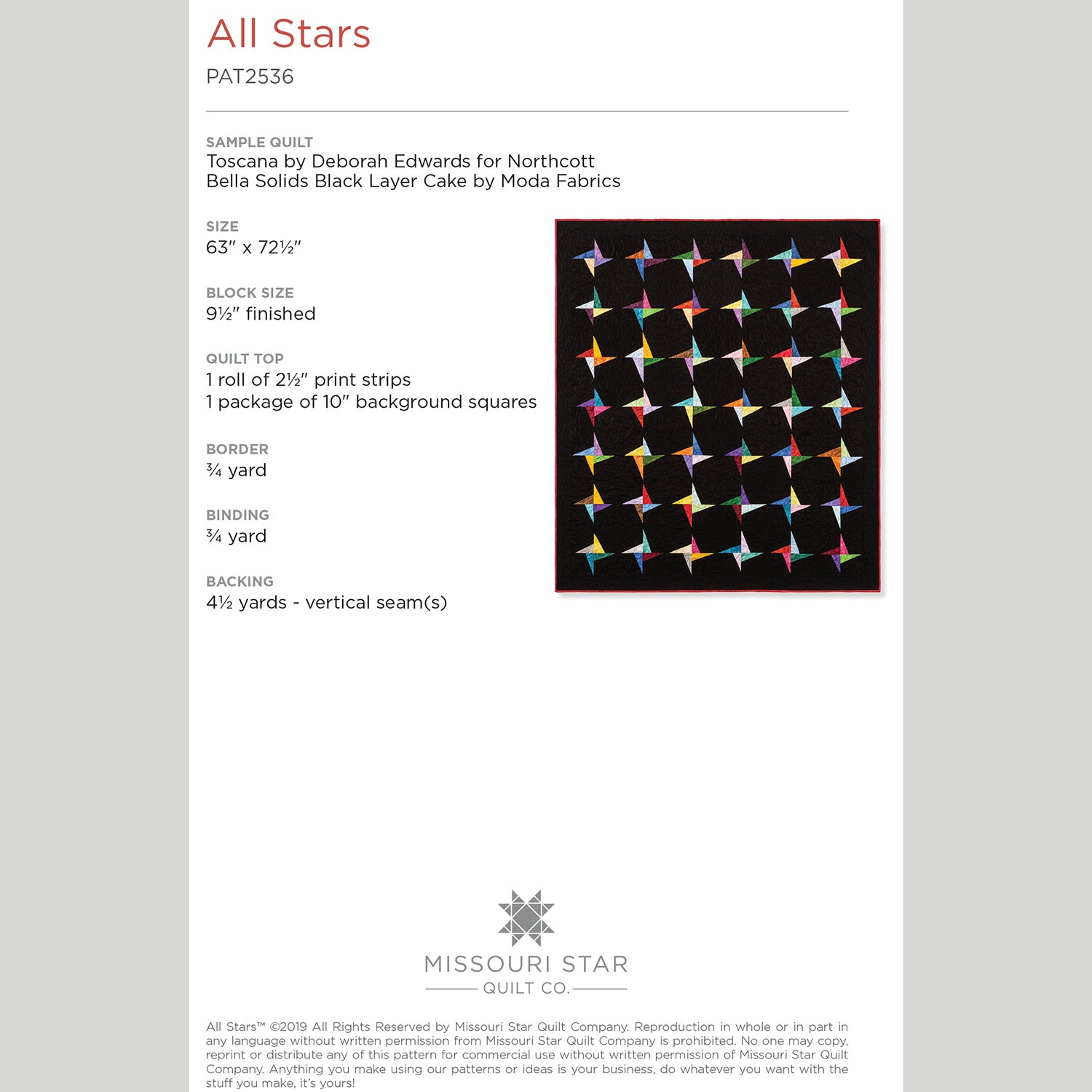 Digital Download - All Stars Quilt Pattern by Missouri Star