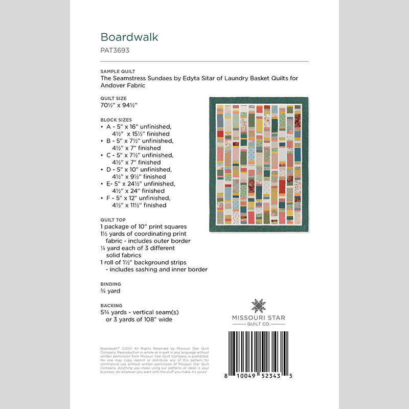 Digital Download - Boardwalk Quilt Pattern by Missouri Star