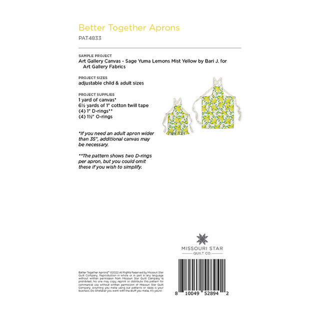 Better Together Aprons Pattern by Missouri Star