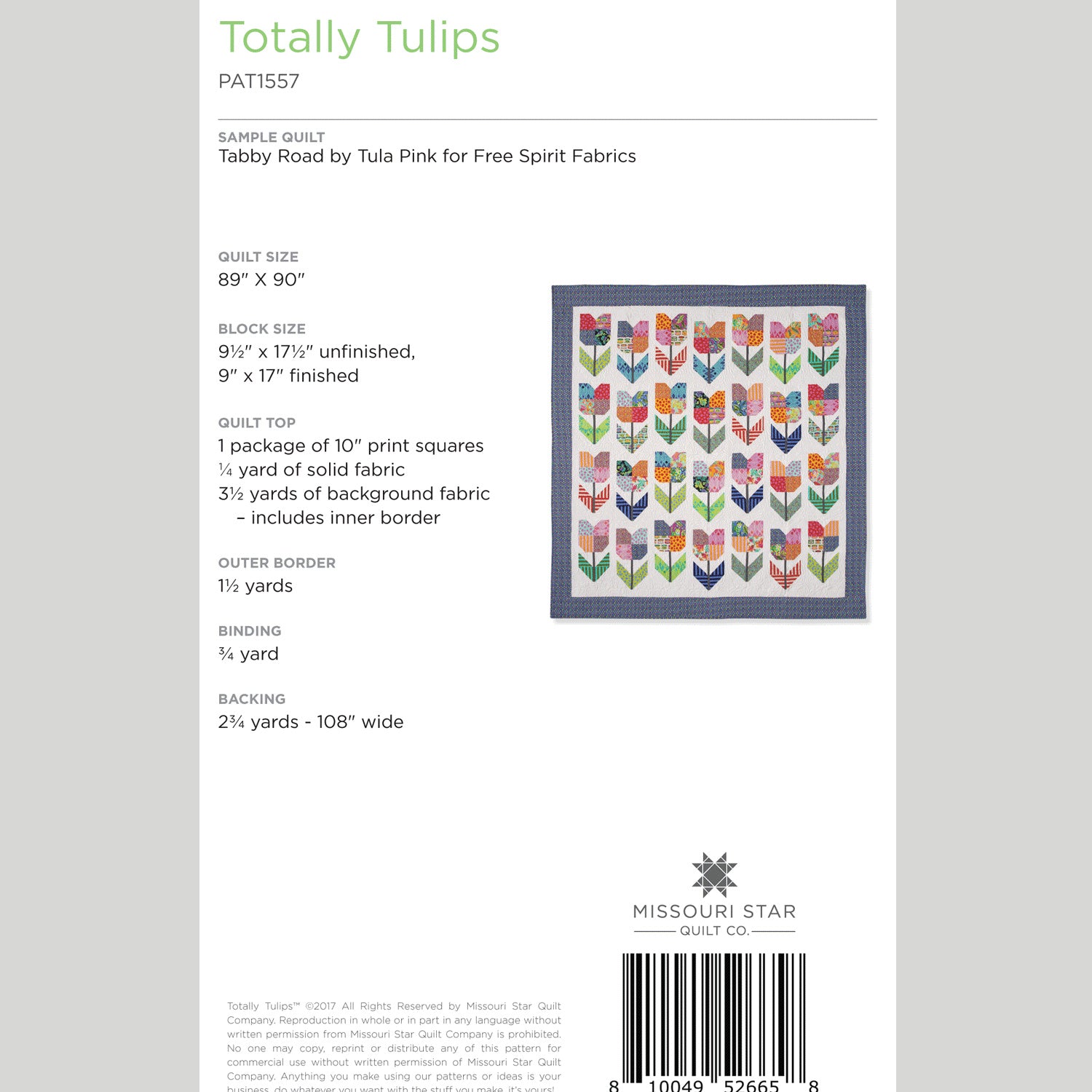 Digital Download - Totally Tulips Quilt Pattern by Missouri Star