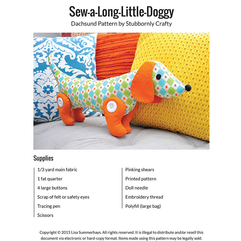 Digital Download - Sew-Along Little Doggy Pattern