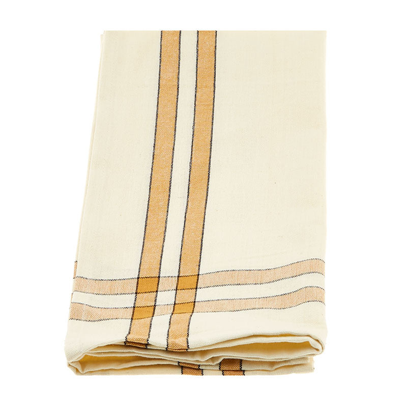 Cream Towel with Pumpkin Stripes