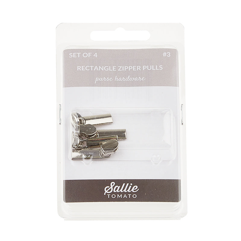 Sallie Tomato #3 Rectangle Zipper Pulls - Set of Four Nickel