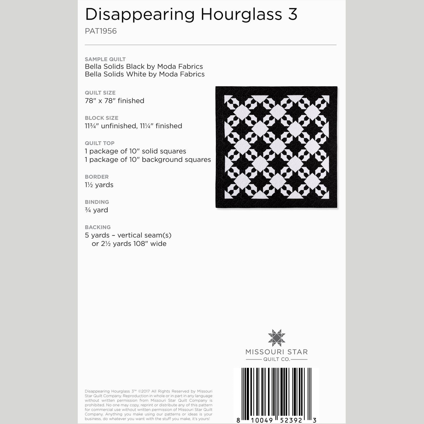 Digital Download - Disappearing Hourglass 3 Quilt Pattern by Missouri