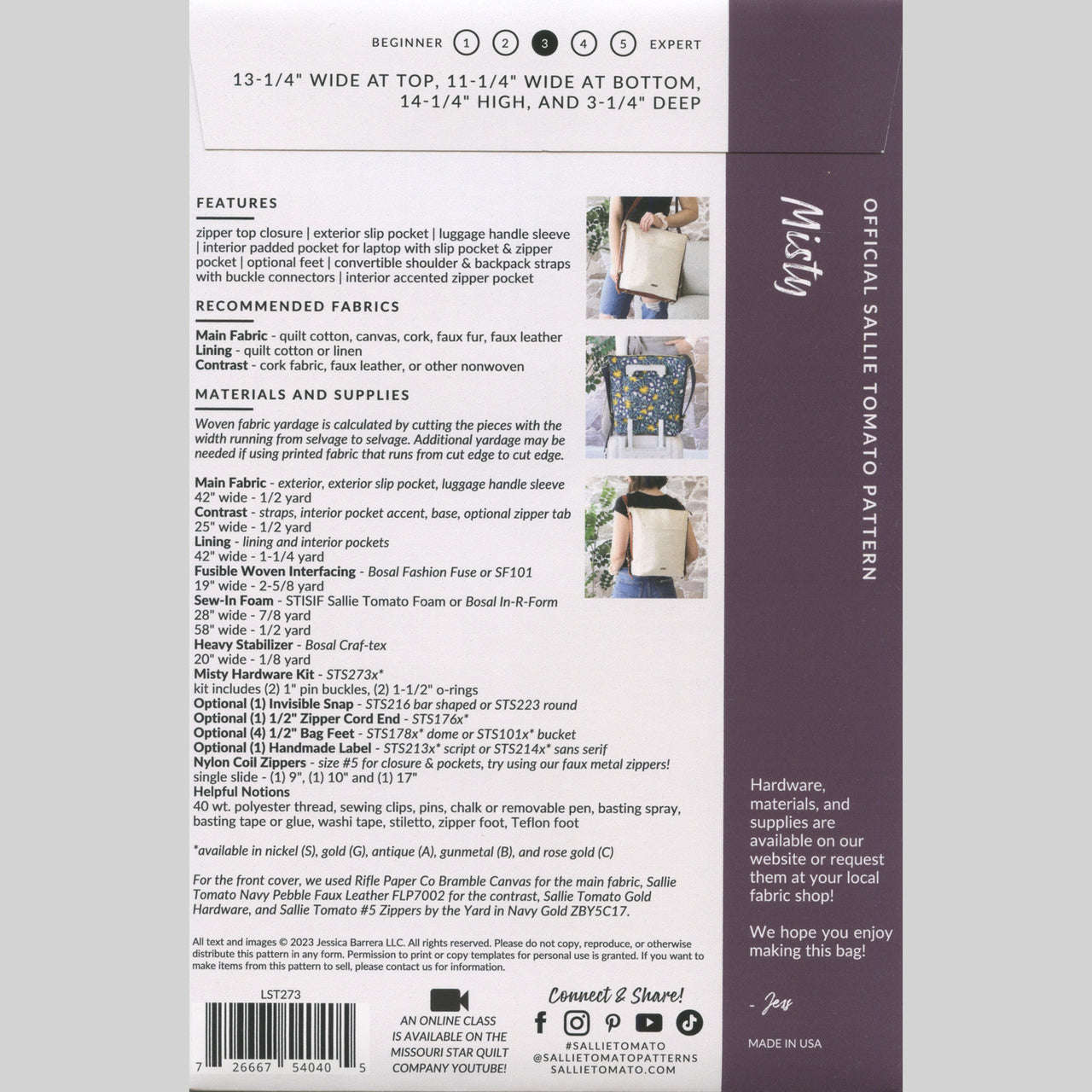 Misty Backpack Shoulder Bag Kit - Bone Canvas