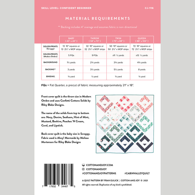 Digital Download - Cabin Valley Quilt Pattern