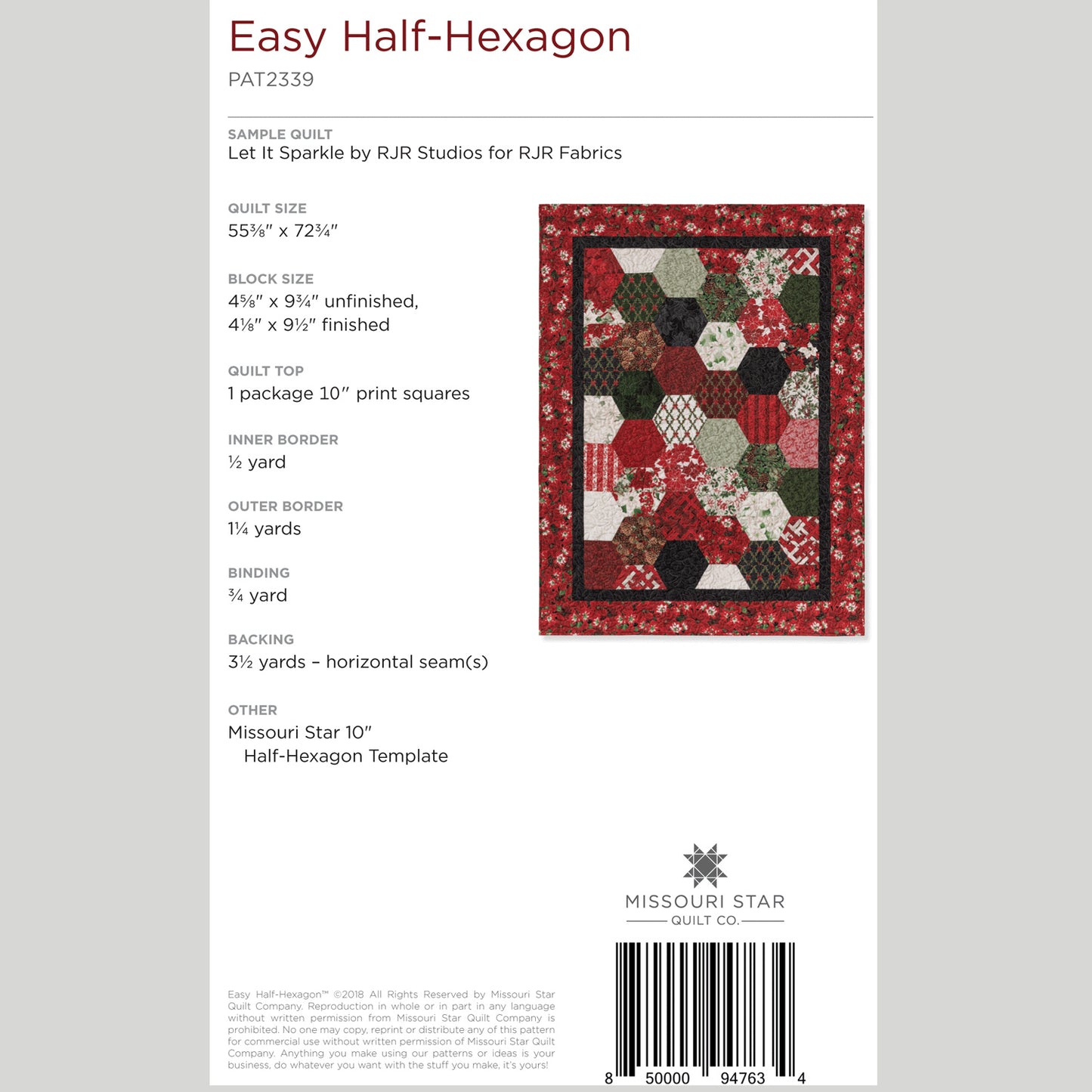 Digital Download - Easy Half-Hexagon Quilt Pattern by Missouri Star