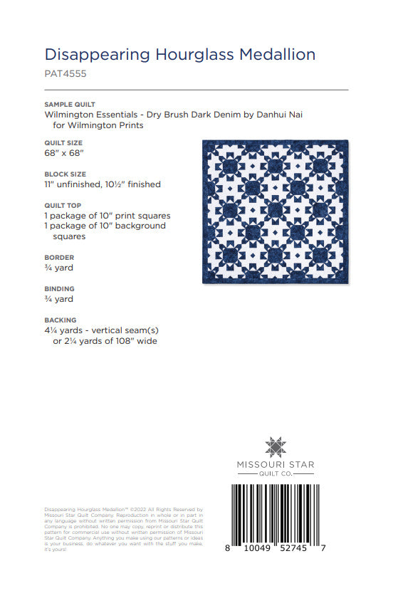 Digital Download - Disappearing Hourglass Medallion Pattern by Missour