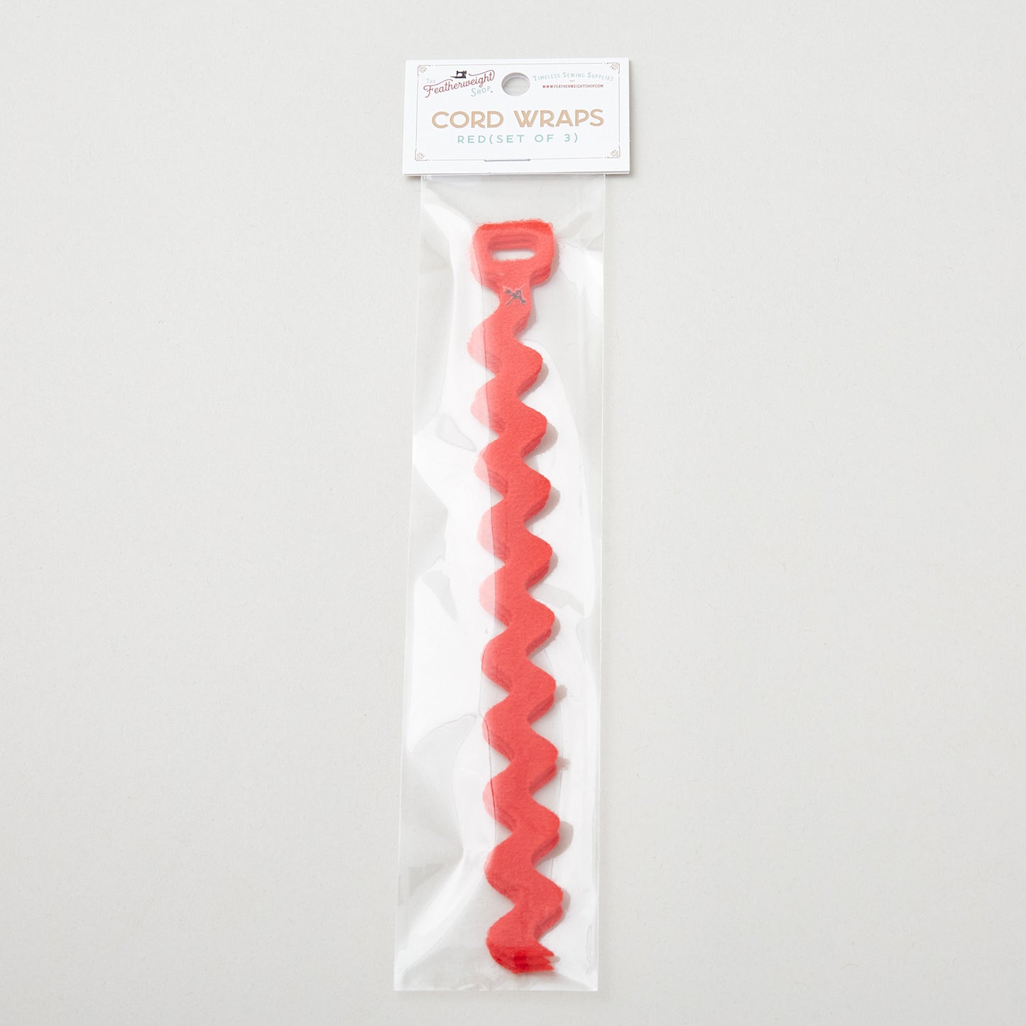 Cord Wrap, Ric Rac - Set of 3, Red