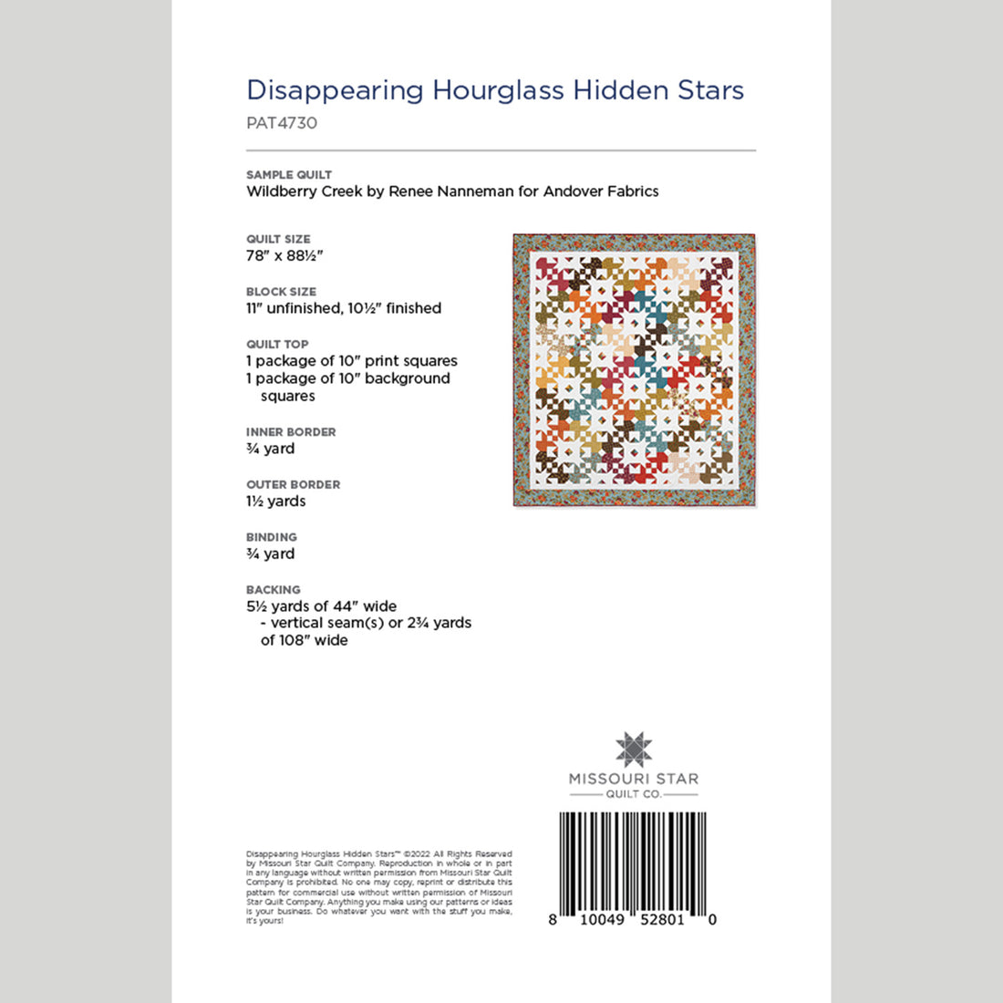 Digital Download - Disappearing Hourglass Hidden Stars Quilt Pattern b