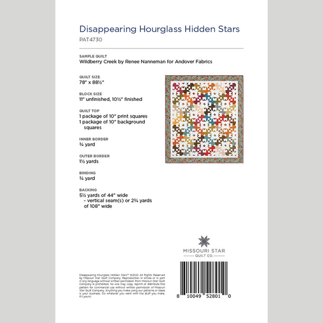 Digital Download - Disappearing Hourglass Hidden Stars Quilt Pattern b