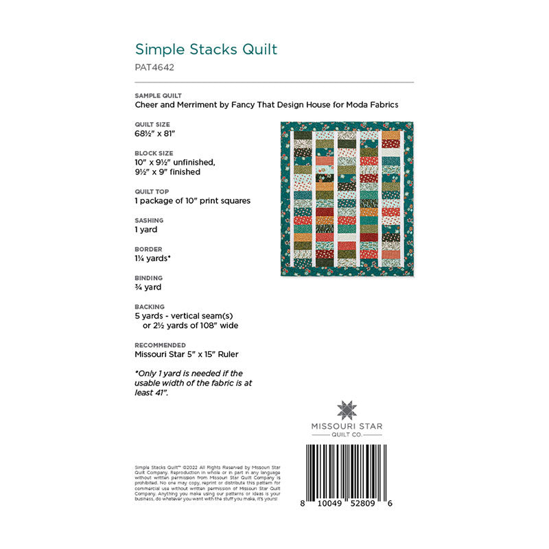 Simple Stacks Quilt Pattern by Missouri Star