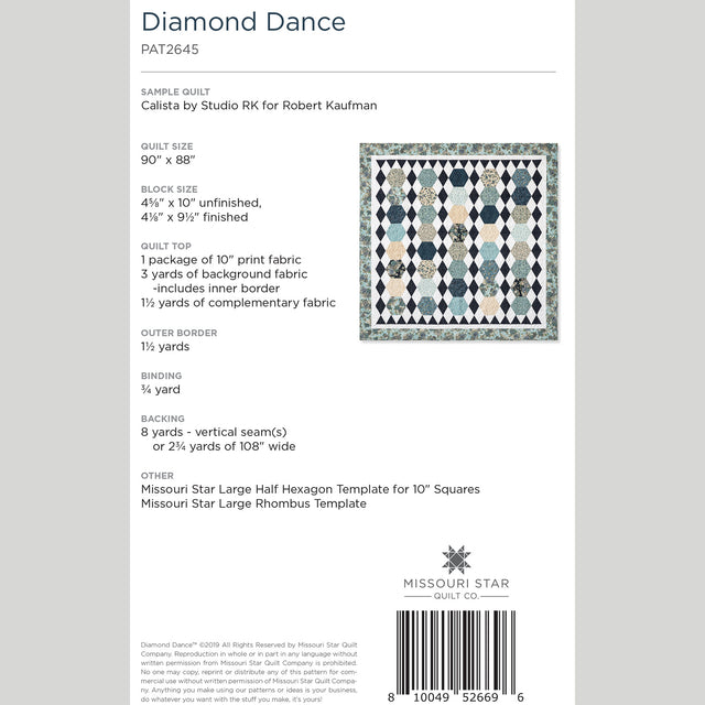 Digital Download - Diamond Dance Quilt Pattern by Missouri Star
