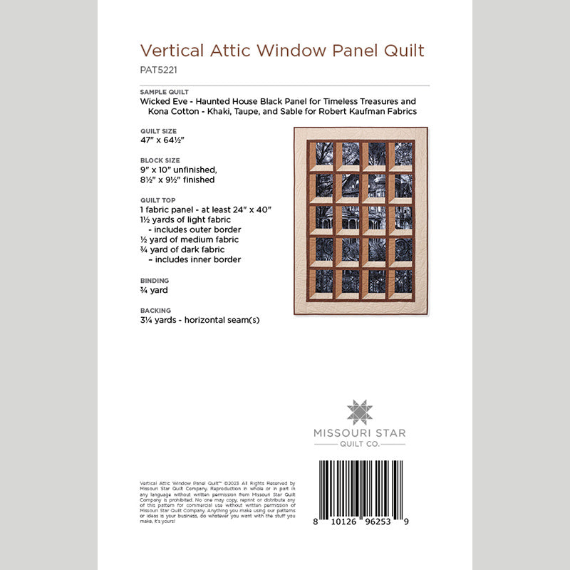 Vertical Attic Window Panel Quilt Pattern by Missouri Star