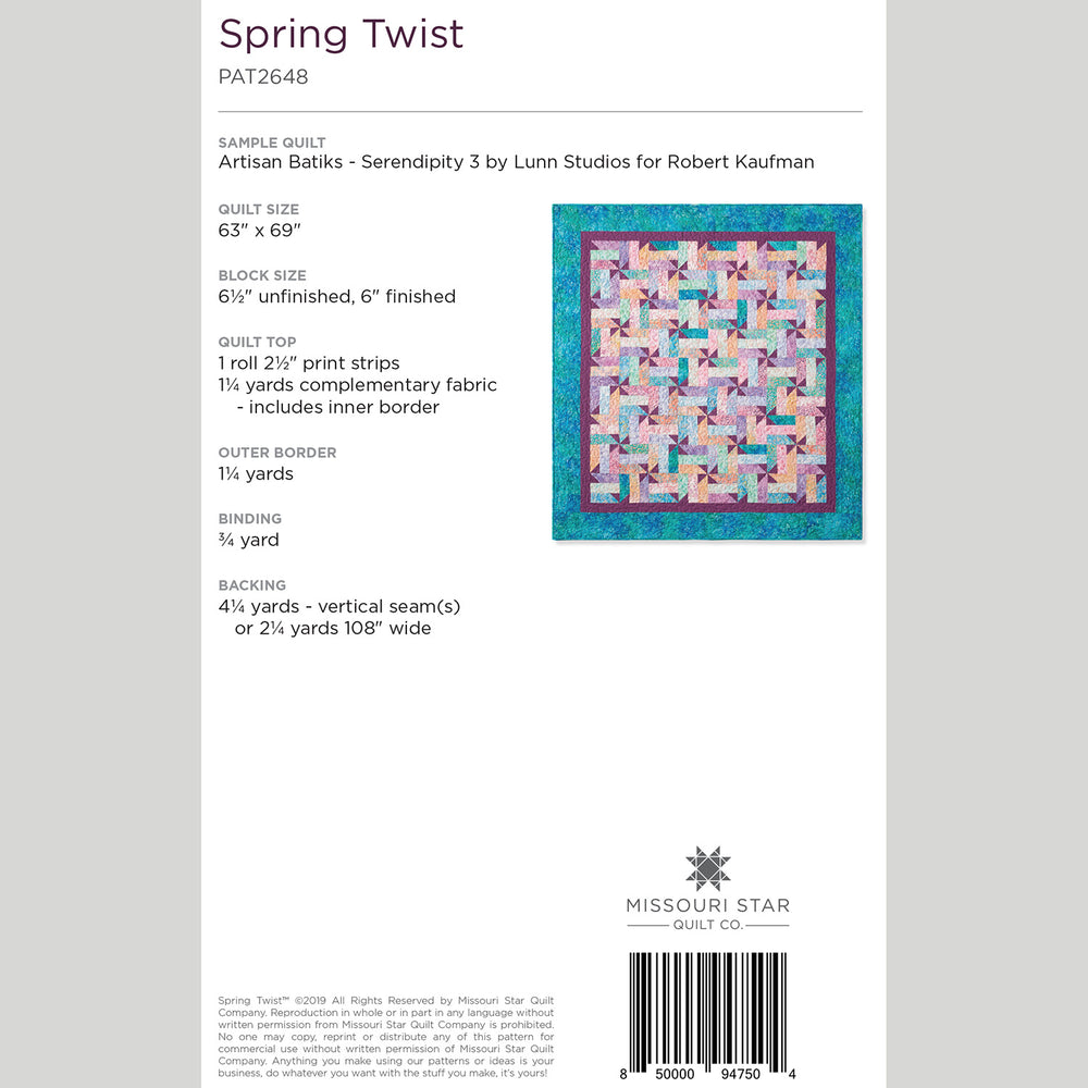 Digital Download - Spring Twist Quilt Pattern by Missouri Star