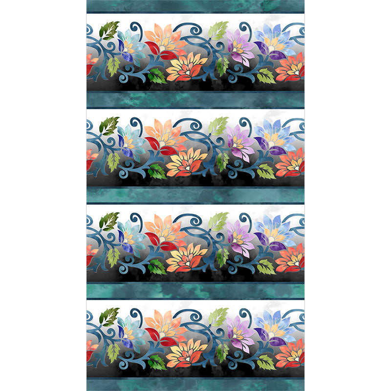 Prism - Border Stripe Teal Digitally Printed Yardage