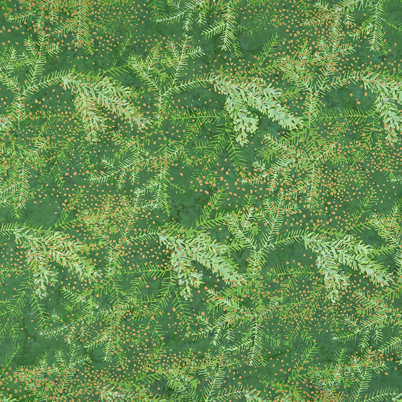 Artisan Batiks - Twilight Snowfall Holiday Pine Metallic Yardage