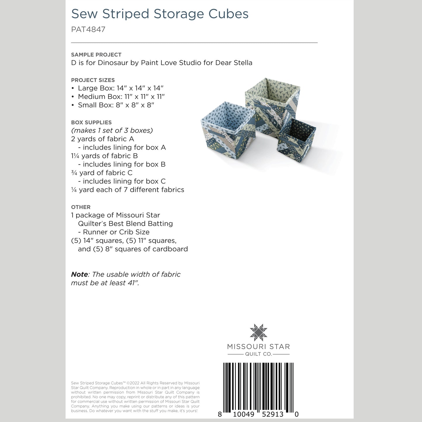 Digital Download - Sew Striped Storage Cubes Pattern by Missouri Star