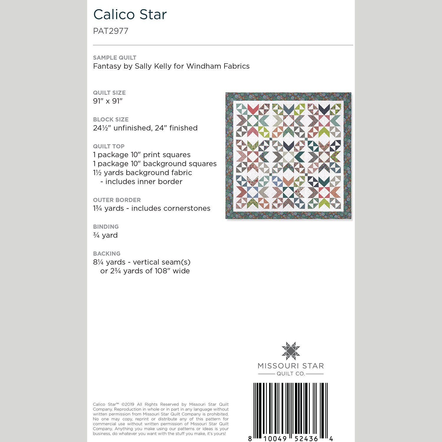 Digital Download - Calico Star Pattern by Missouri Star