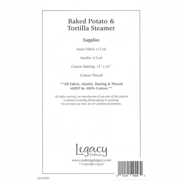 Baked Potato & Tortilla Steamer Pattern