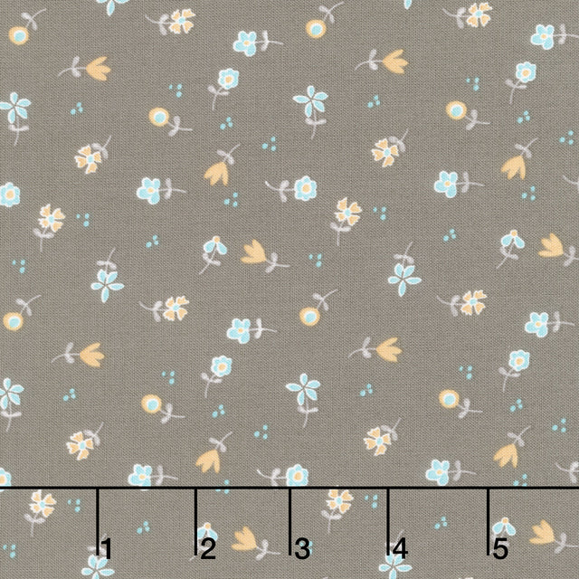 Spring's in Town - Flower Toss Pewter Yardage