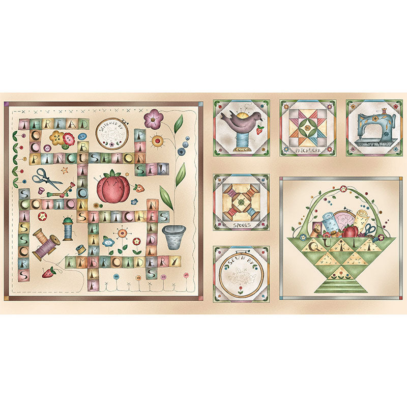 Born to Sew - Sewing Patch Words Multi Digitally Printed Panel