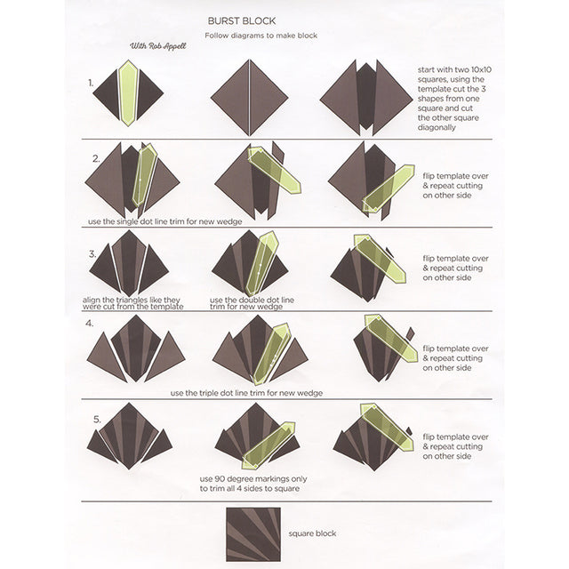 Burst Block Template for 10" Squares
