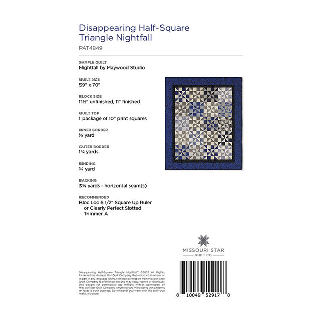 Disappearing Half-Square Triangle Nightfall Quilt Pattern by Missouri