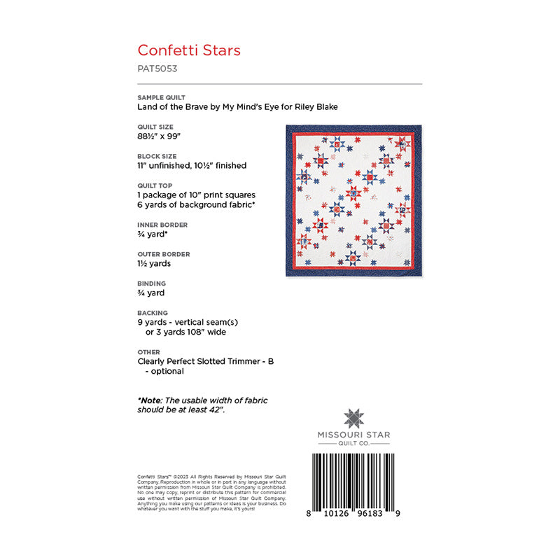 Confetti Stars Quilt Pattern by Missouri Star