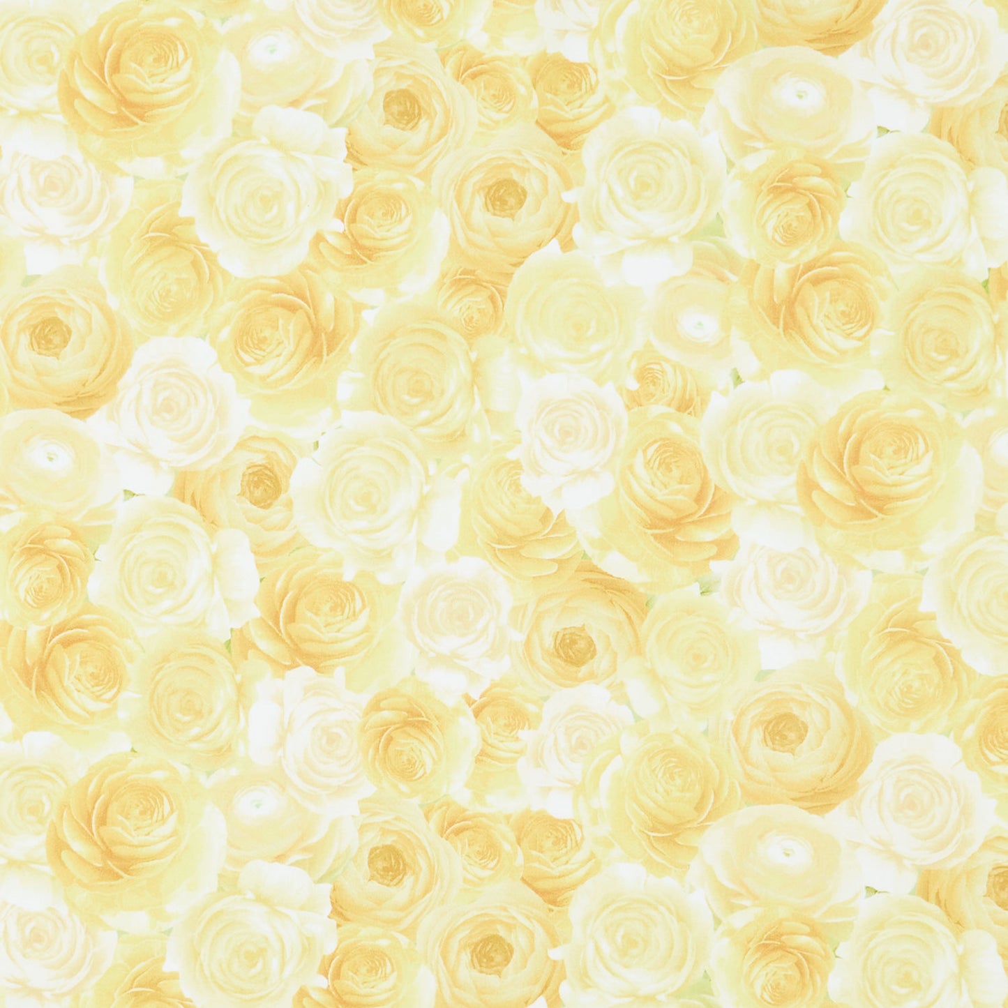 Lemon Bouquet - Packed Yellow Roses Lemon Digitally Printed Yardage