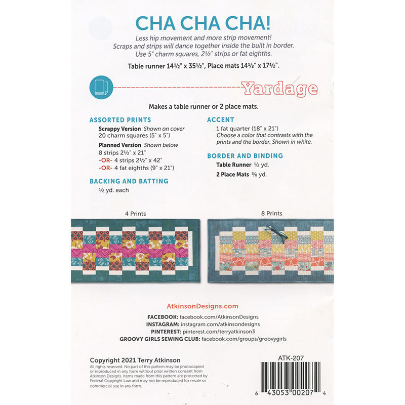Cha Cha Cha! Table Runner & Placemats Pattern