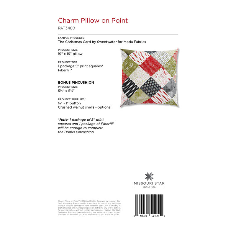 Charm Pillow on Point Quilt Pattern by Missouri Star
