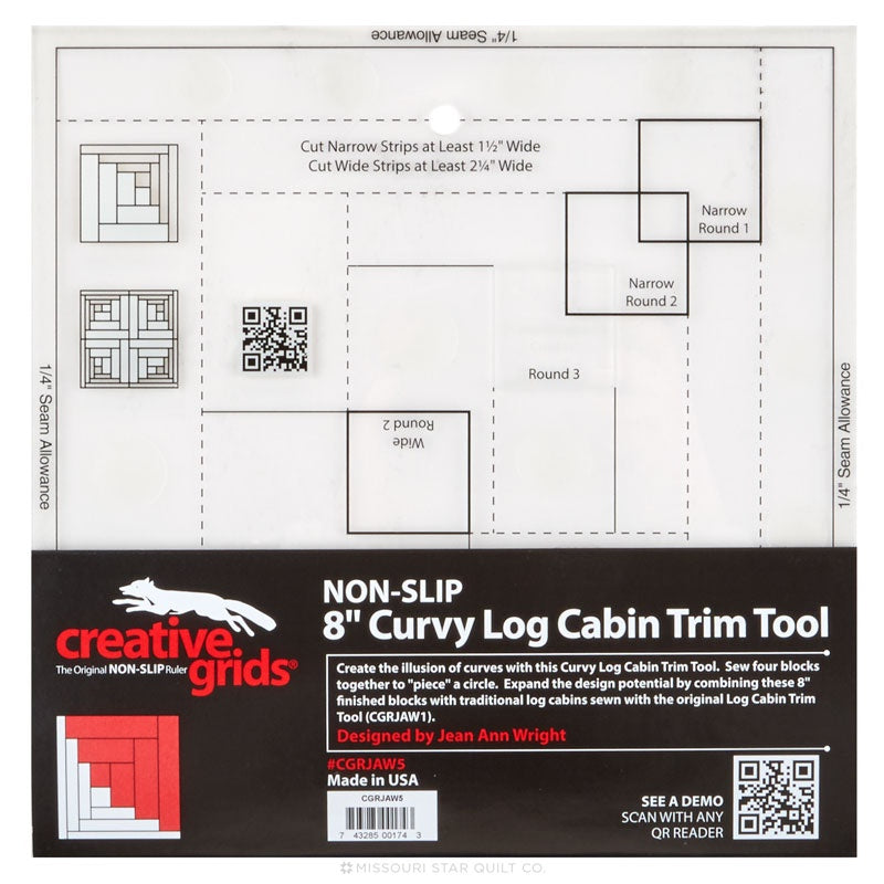 Creative Grids Curvy Log Cabin Trim Tool 8" Finished Blocks