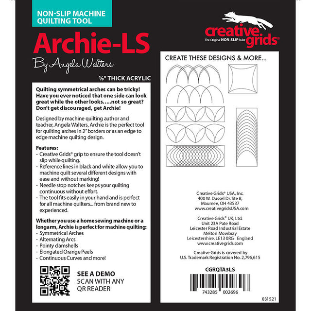 Creative Grids Low Shank Machine Quilting Tool - Archie