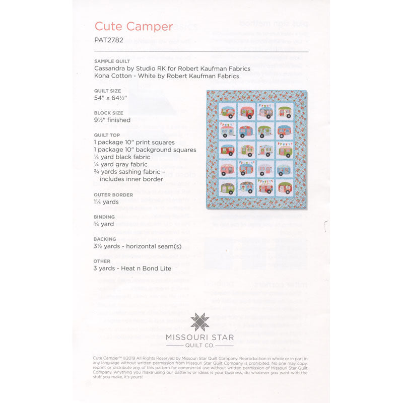 Cute Camper Quilt Pattern by Missouri Star