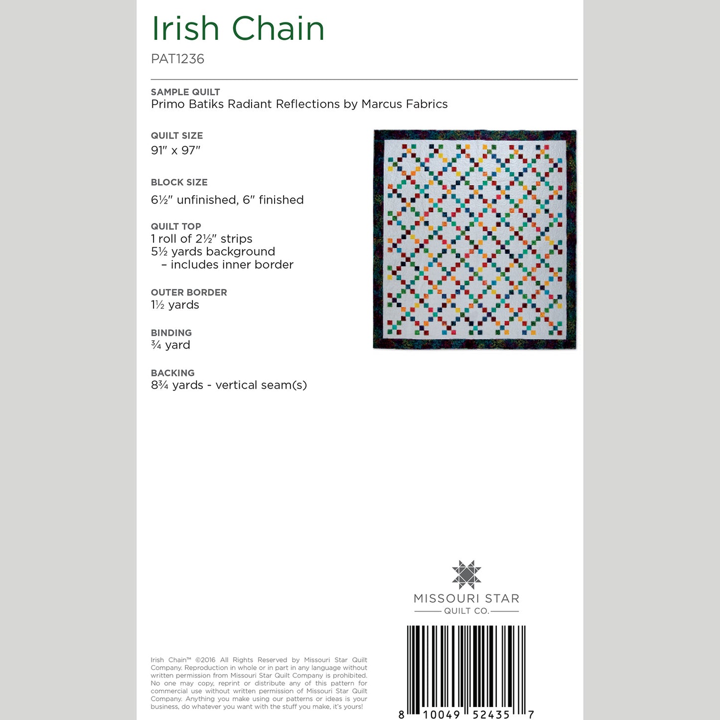 Digital Download - Irish Chain Quilt Pattern by Missouri Star