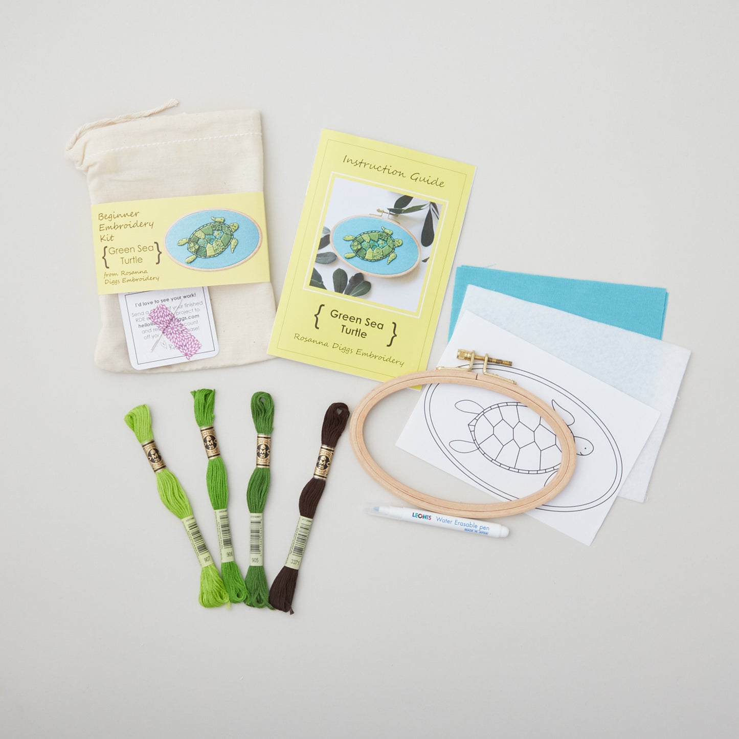 Green Sea Turtle Embroidery Kit