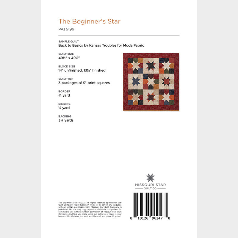 The Beginner's Star Quilt Pattern by Missouri Star