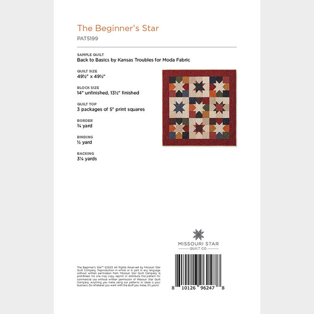 The Beginner's Star Quilt Pattern by Missouri Star
