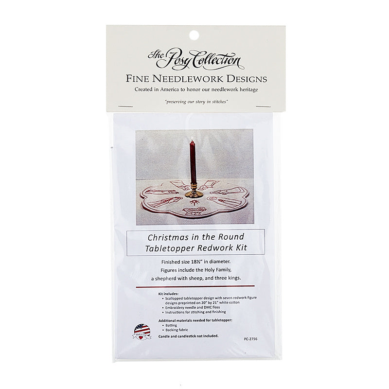 Christmas in the Round Tabletopper Redwork Kit