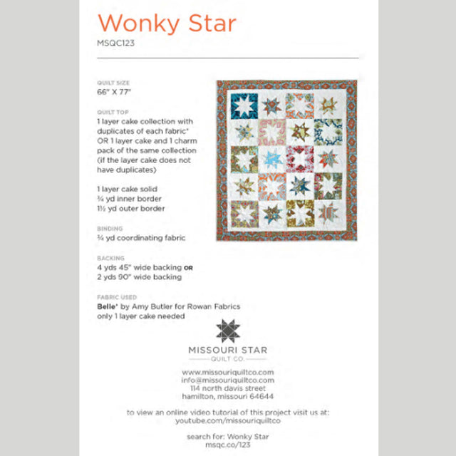 Digital Download - Wonky Star Quilt Pattern by Missouri Star