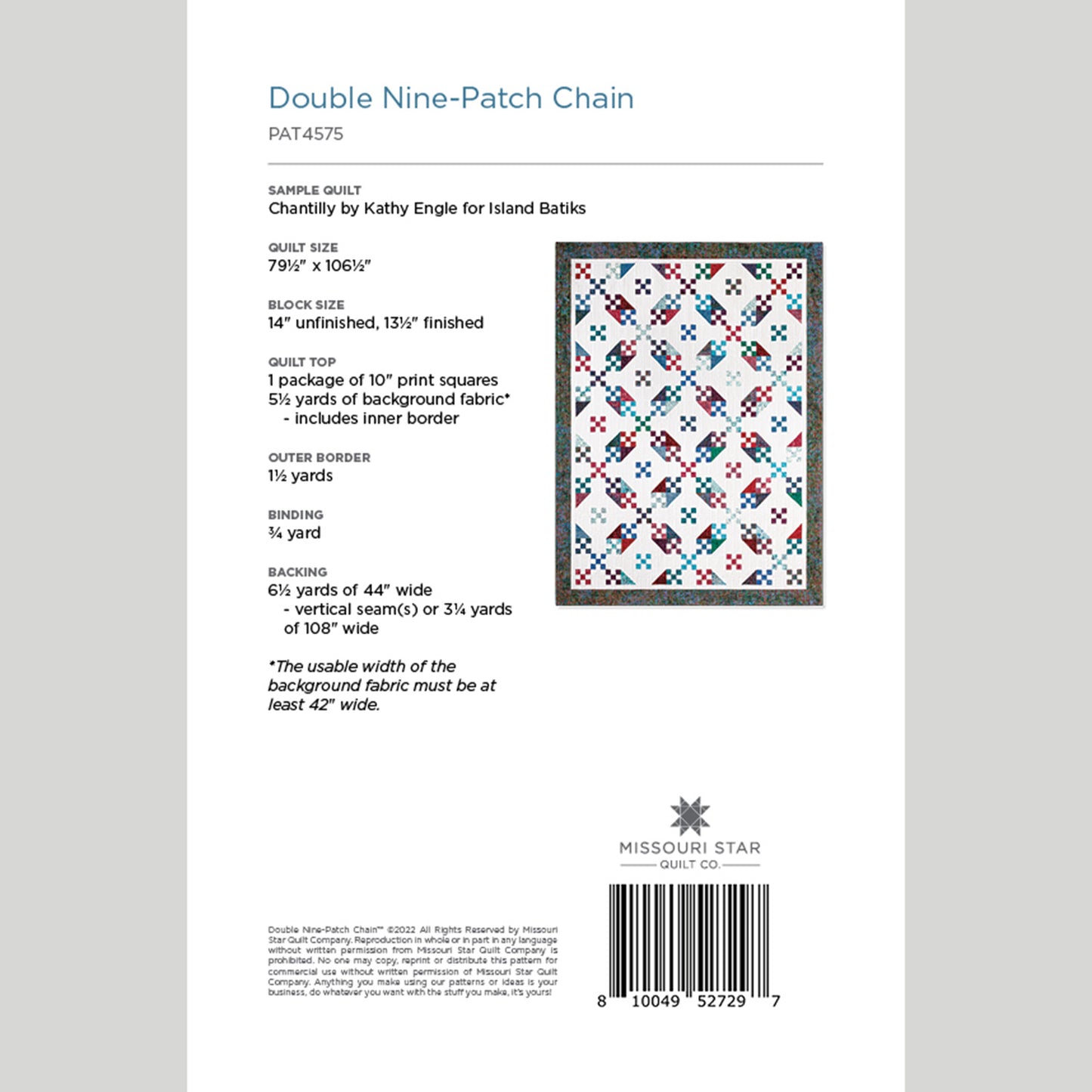 Digital Download - Double Nine-Patch Chain Quilt Pattern by Missouri S