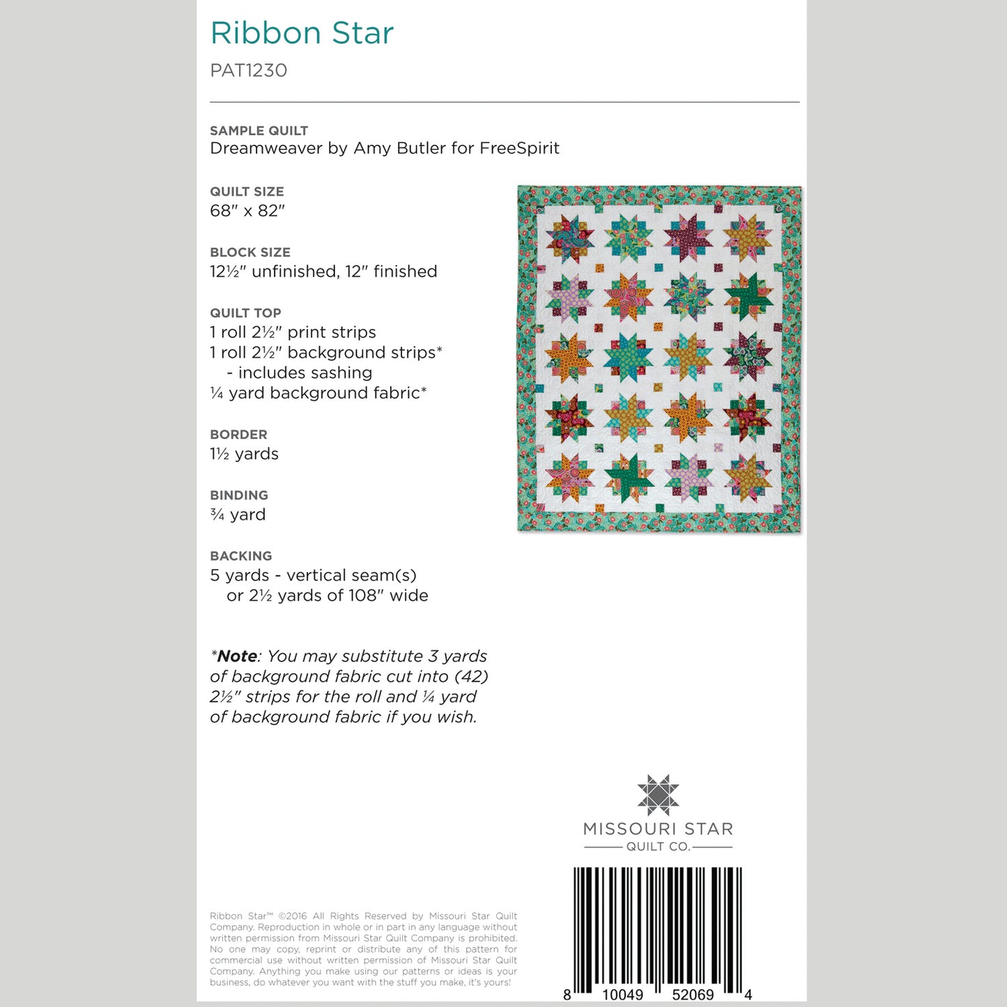 Digital Download - Ribbon Star Quilt Pattern by Missouri Star