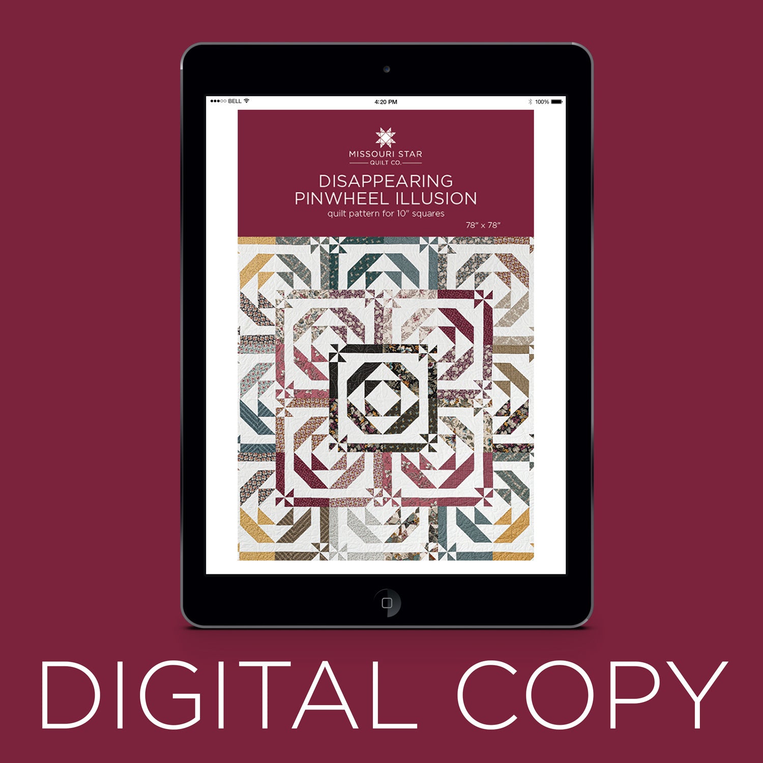 Digital Disappearing Pinwheel Illusion Pattern by Missouri Star